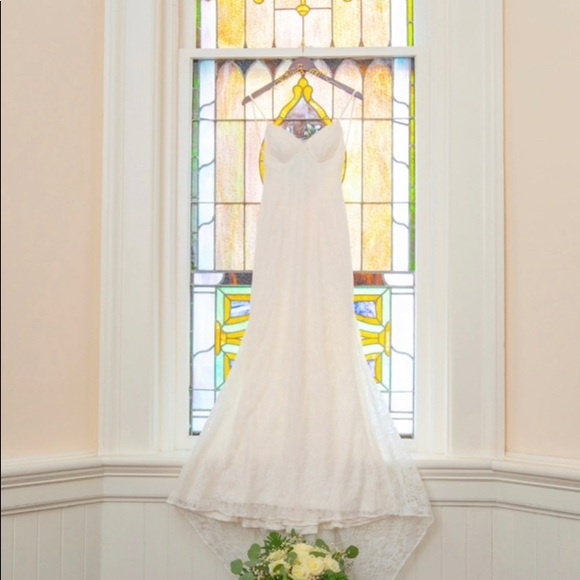 Galina Low Back Soft Lace Wedding Dress Low Back Soft Lace Wedding Dress